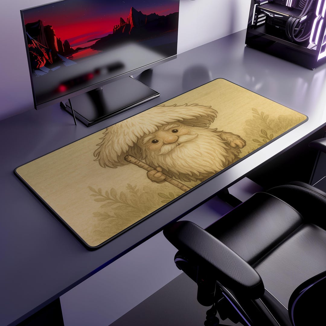 Whimsical Gnome Desk Mat, Office Decor, Gaming Mouse Pad, Unique Gift ...