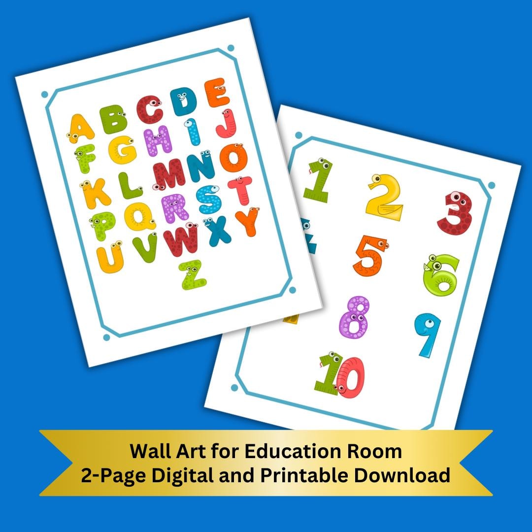 Educational Poster Alphabet and Numbers Poster Printable Wall Art for ...