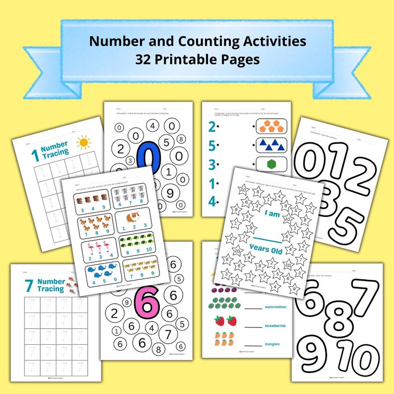 Homeschool Kindergarten and Preschool Worksheets for Numbers and ...