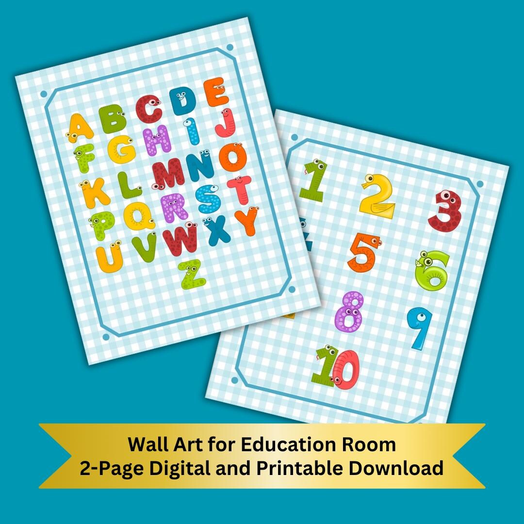 Educational Poster Alphabet and Numbers Poster Printable Wall Art for ...