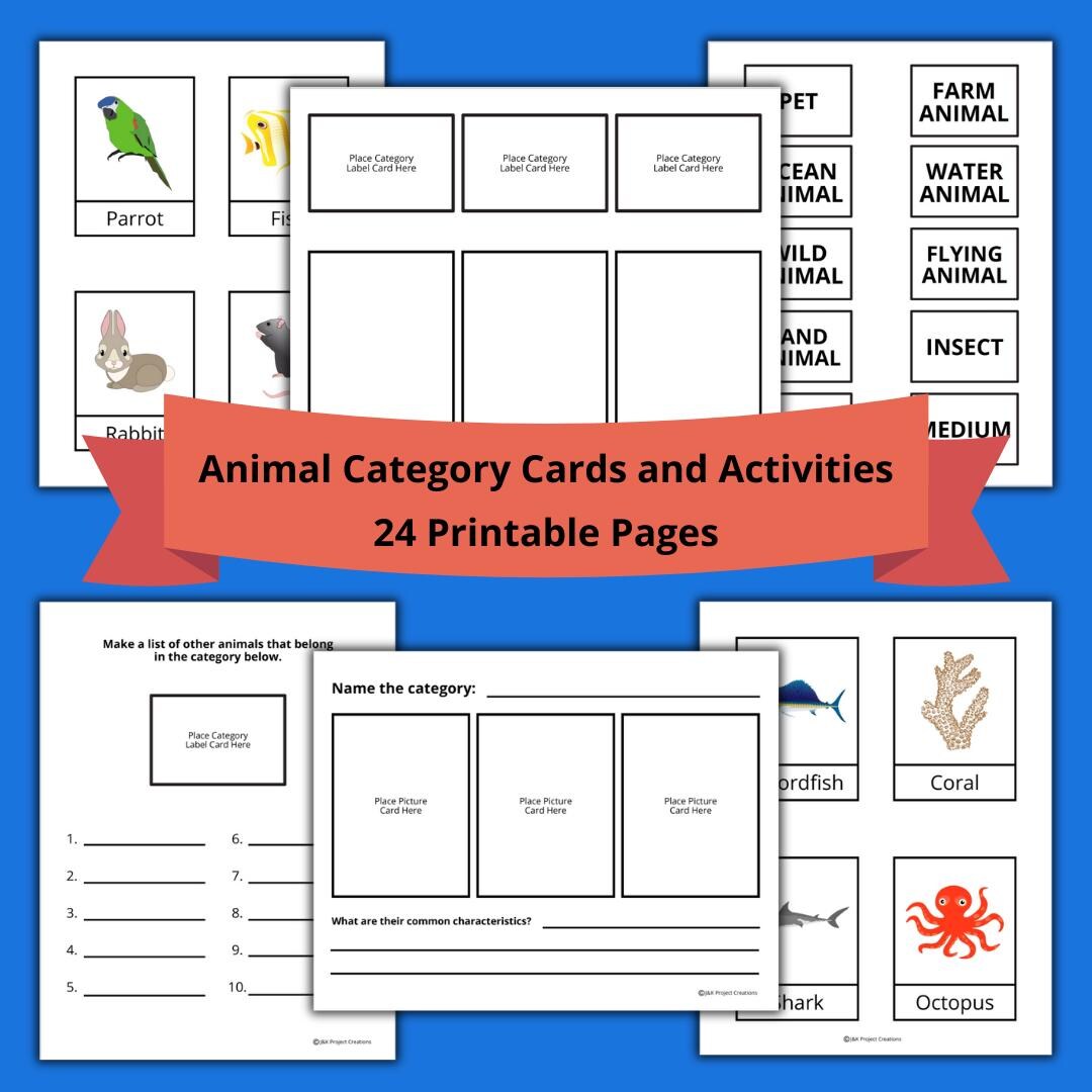 Category Member Worksheets With Animal Sorting Category List Cards for ...