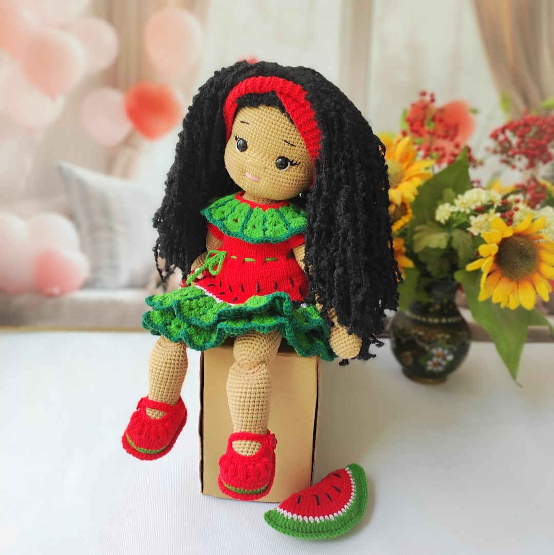 Crochet Big Doll,amigurumi Dark Skin Doll, Crochet Black Doll, Crochet ...