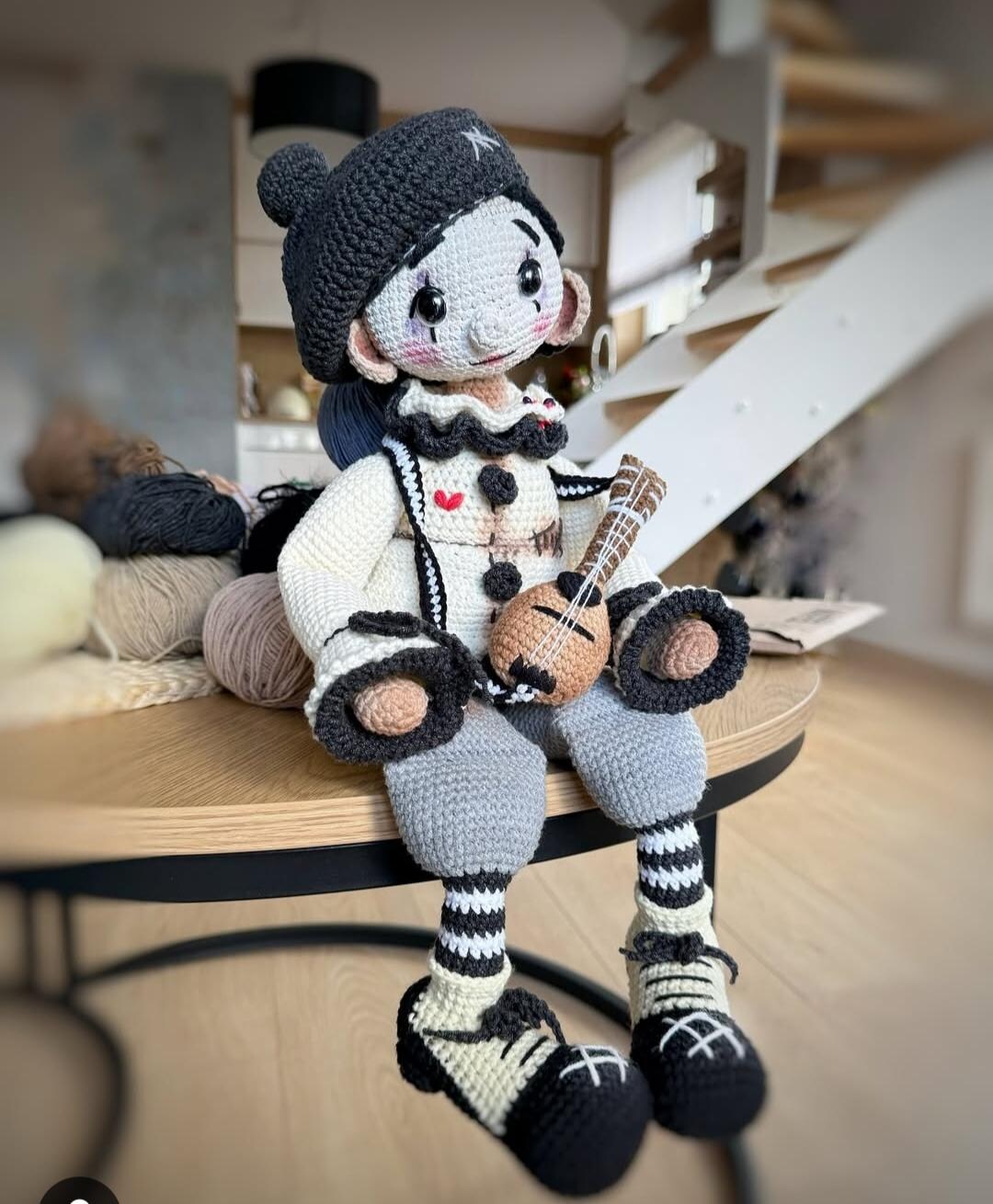 Pinocchio Doll, Sad Clown, Pierrot Clown, Knitted Pierrot, Pinocchio's ...
