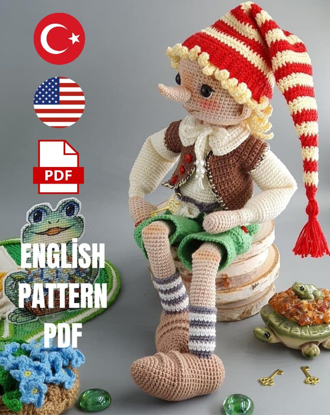 Crochet Doll Pattern, Pinocchio Doll Pattern, Amigurumi Doll Pattern ...