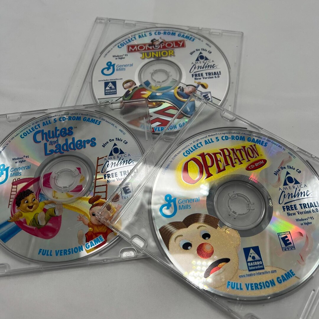 Operation Monopoly Jr Chutes Ladders CD Rom Full Game Hasbro for ...