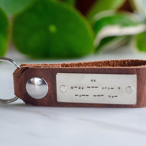 I Love You Morse Code Leather Keychain Personalized Custom - Etsy