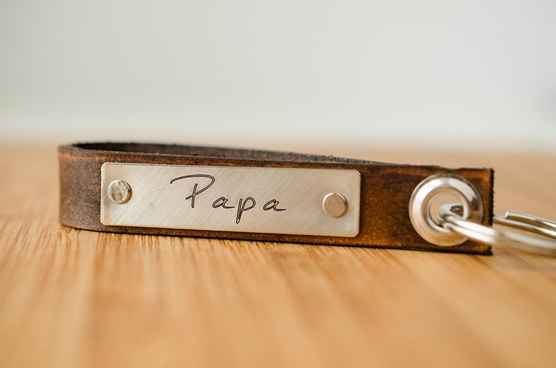 Papa Skinny Leather Key Chains Personalized Leather Key Chain | Etsy