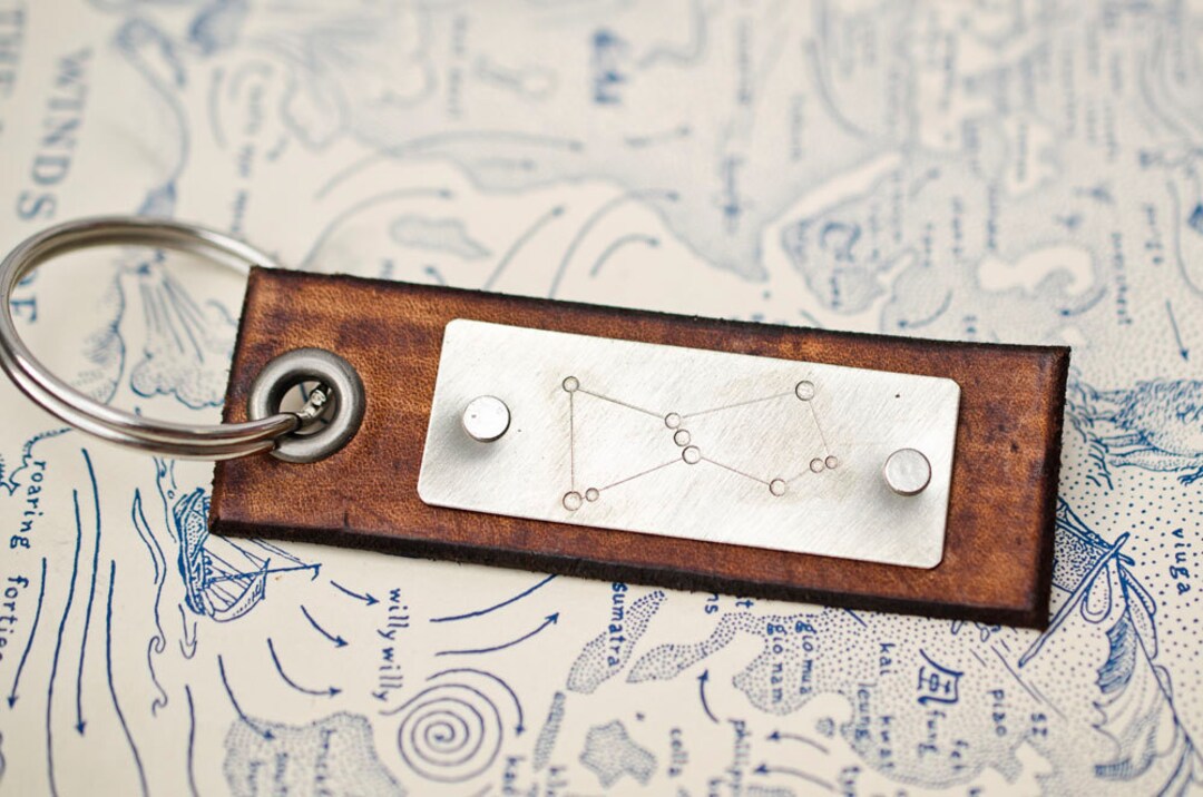 Orion Constellation Leather Tag Keychain Personalized Leather Key Chain ...