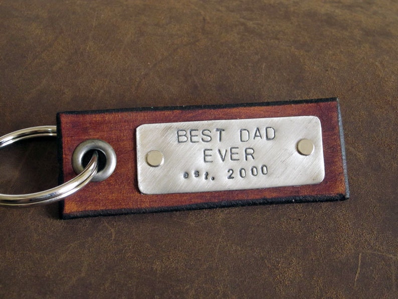 Best Dad Ever Flat Back Leather Keychain Personalized | Etsy