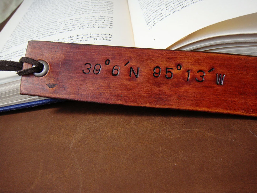 Secret Location - Custom Latitude and Longitude Leather Bookmark - Etsy