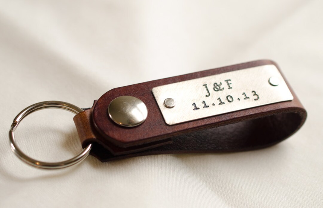 Anniversary Personalized Leather Key Chain Accessory, Gift, Custom ...