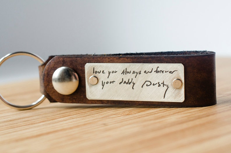 Your Handwriting Custom Leather Snap Keychain Personalized - Etsy