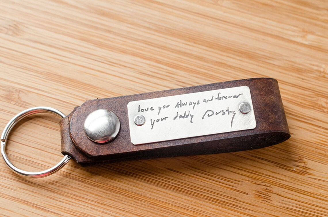 Your Handwriting Custom Leather Snap Keychain Personalized - Etsy