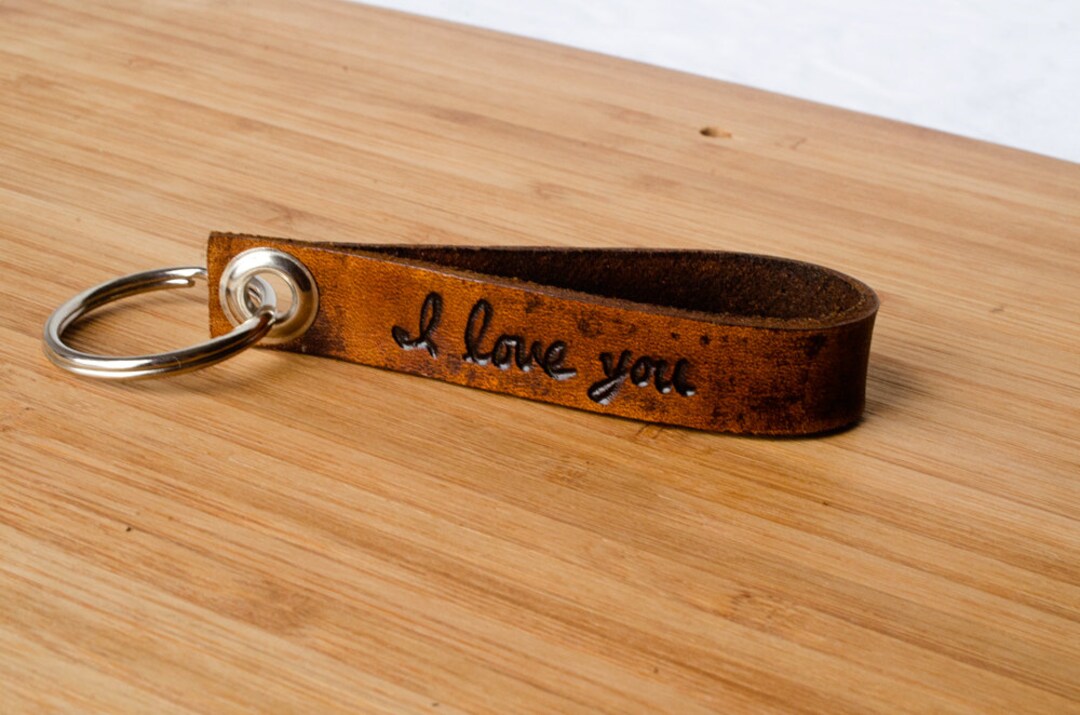 I Love You Custom Leather Keychain With Personalized Date - Accessory ...