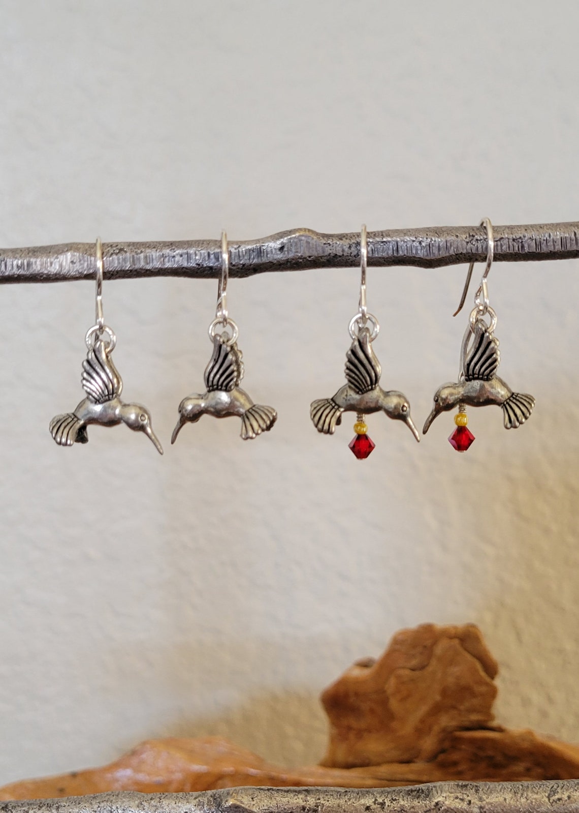 Hummingbird Earrings, Pewter Hummingbirds, Made in USA, Lead Nickel ...
