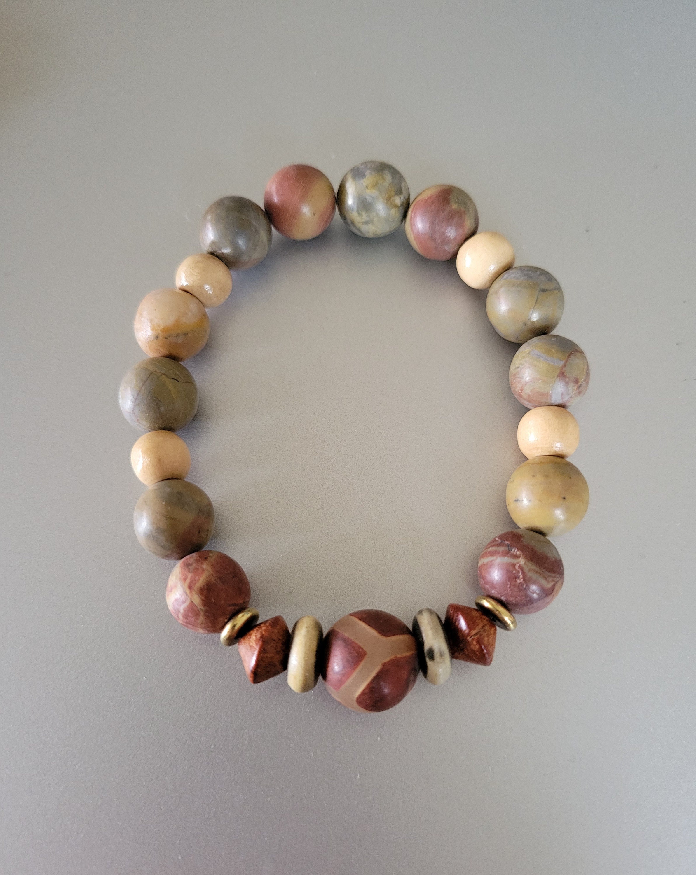 Carved Agate Focal, Beige Geode Focal, Antiqued Bone, Beige Wood, Brass ...