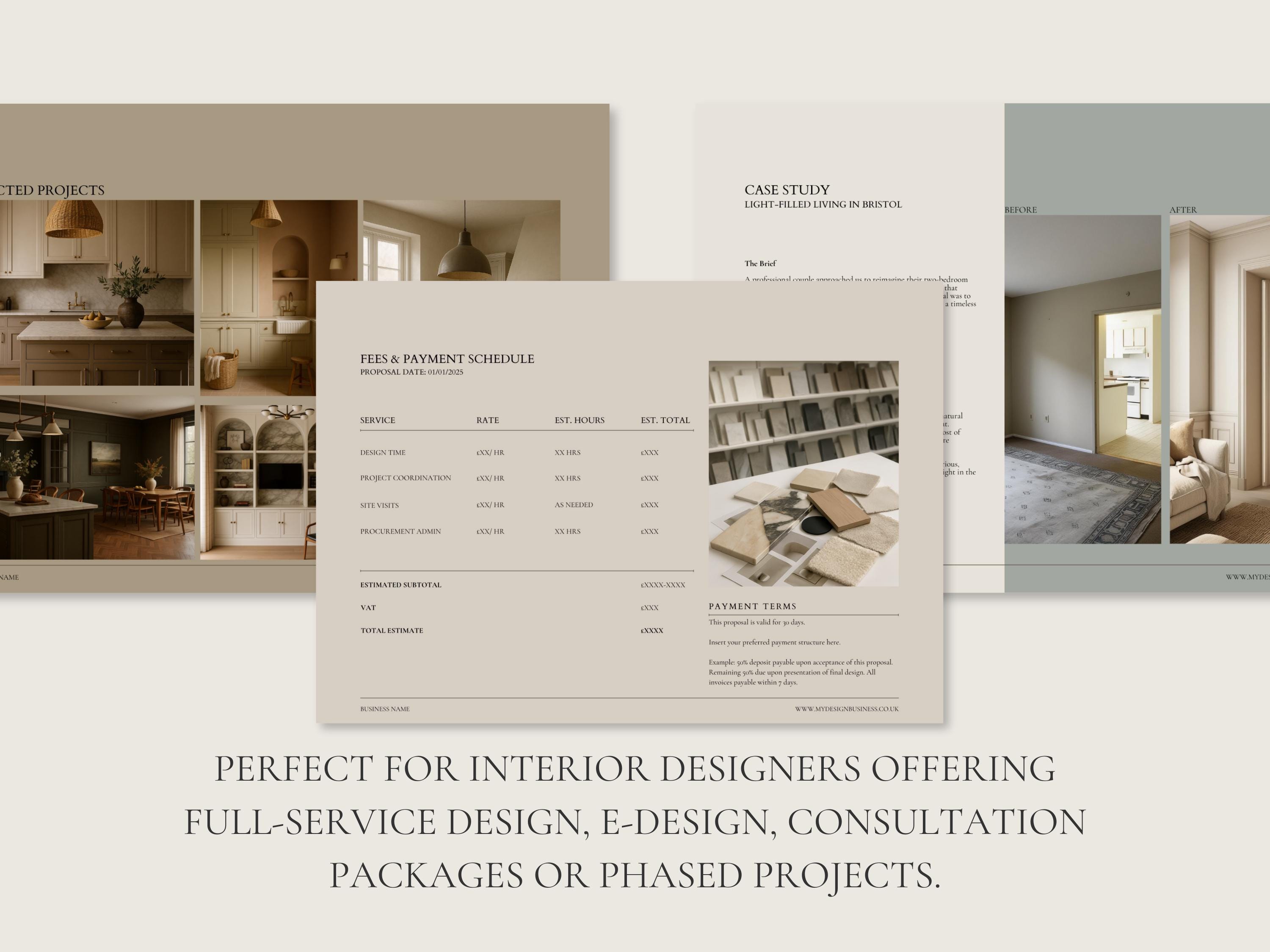 Interior Design Fee Proposal Template | Canva Guide (digital Download ...