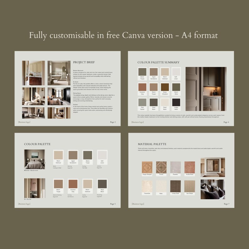 Colour Consultation Template for Interior Designers, Colour Palette ...