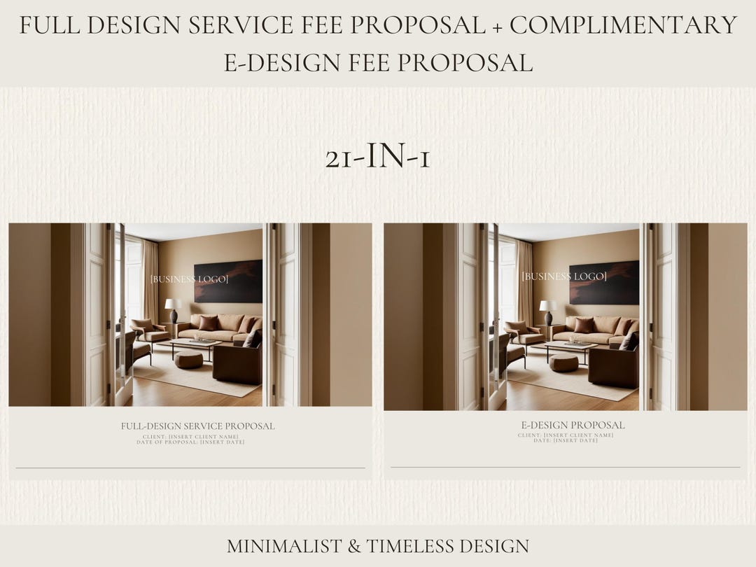Interior Design Fee Proposal Template, 2-in1 - E-design and Full Design ...