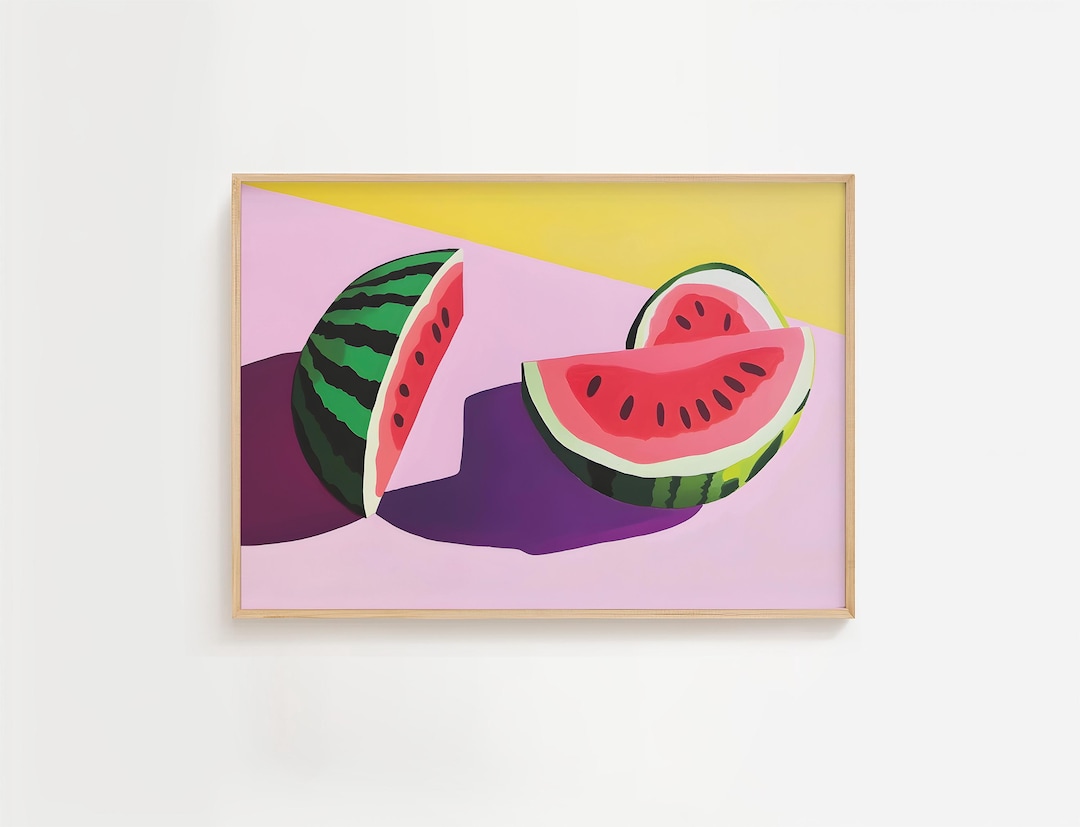Modern Watermelon Print | Bold Fruit Wall Art | Summer Kitchen Decor ...