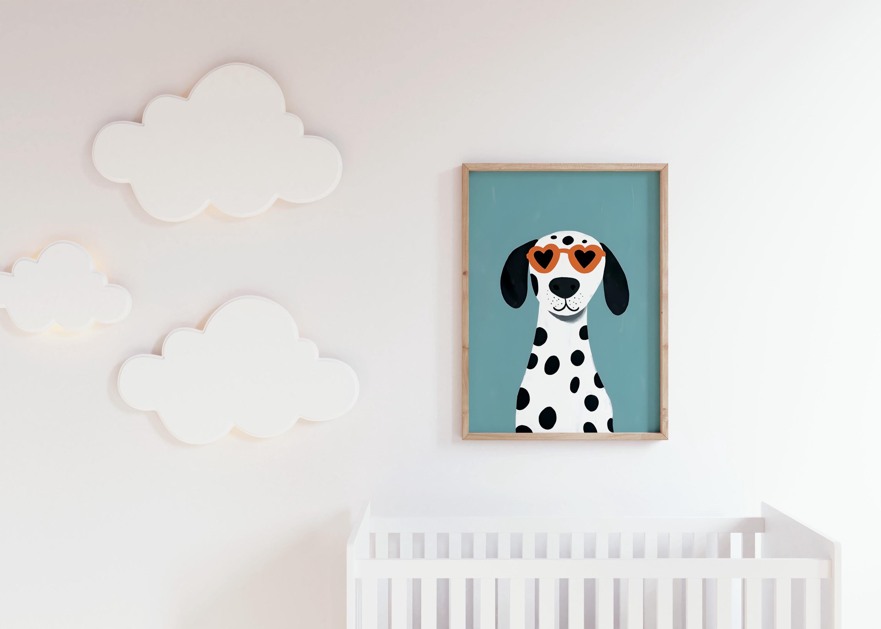 Minimalist Dalmatian Wall Art Print | Heart Sunglasses Dog Poster ...