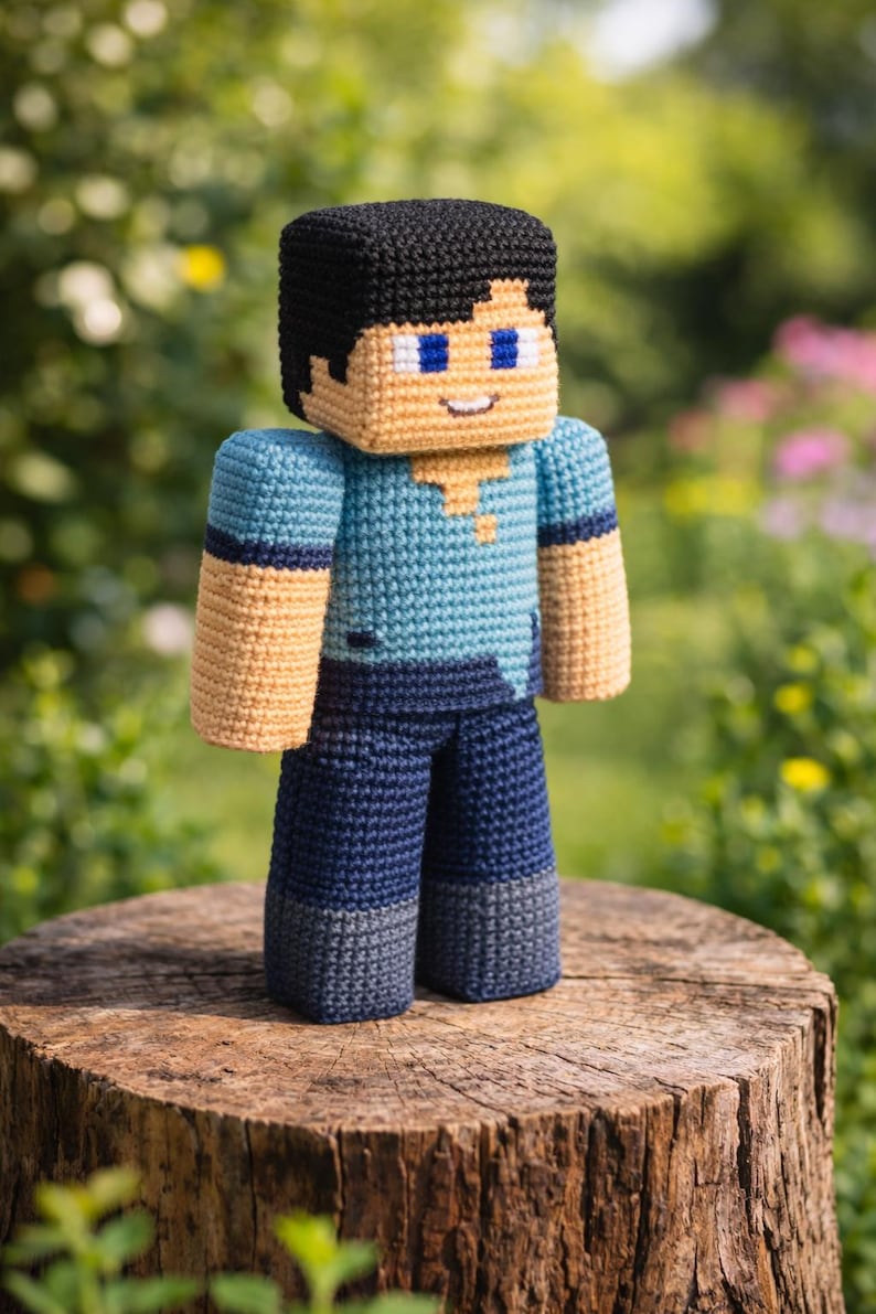 Blocky Man and Cube Crochet Pattern Amigurumi Beginner-friendly Pixel ...