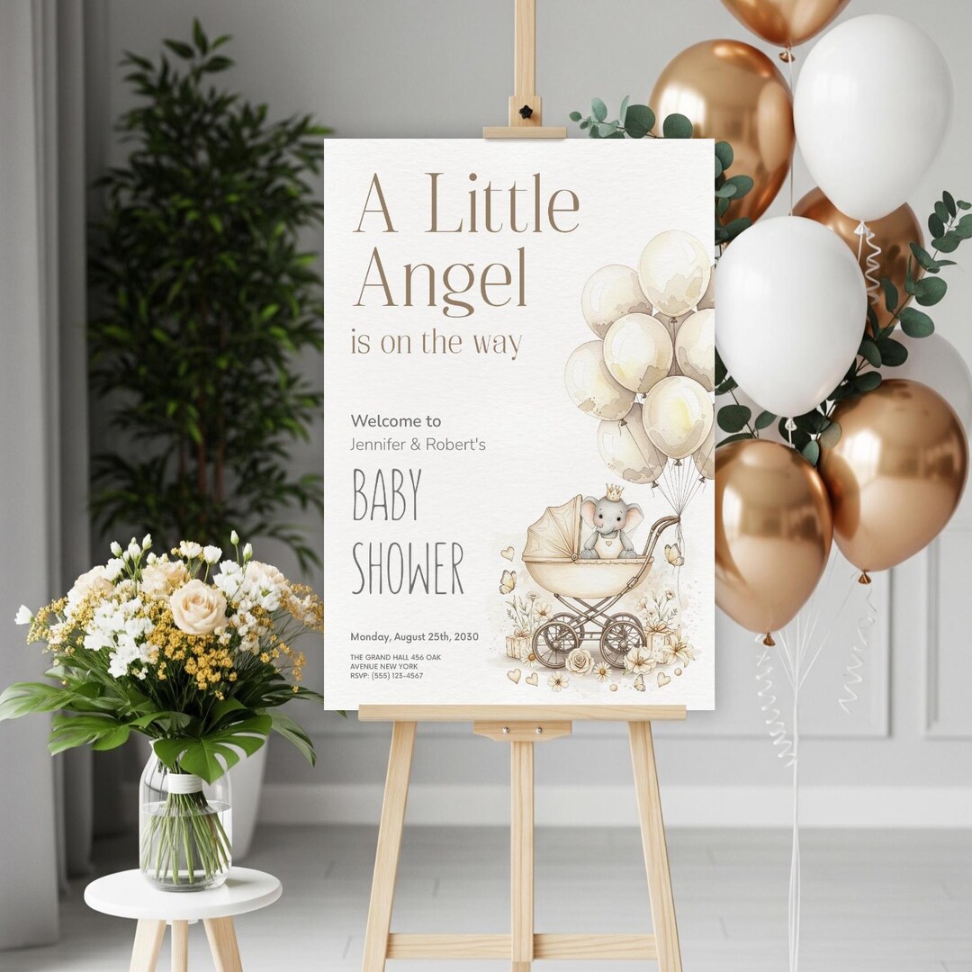 Boho Baby Shower Welcome Sign: Moses Basket & Teddy Bear (printable ...