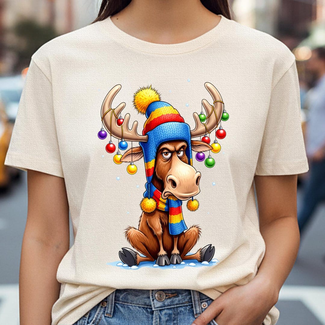 Funny Christmas Moose PNG, Grumpy Holiday Animal Sublimation Design ...