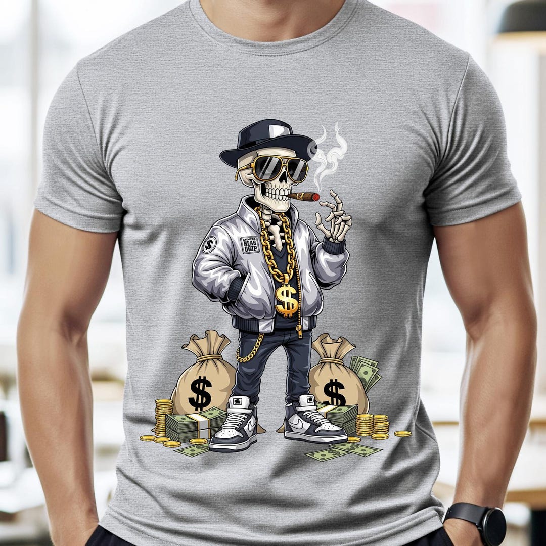 Rich Skeleton PNG, Hip Hop Sublimation File for T-shirts, Gangster ...