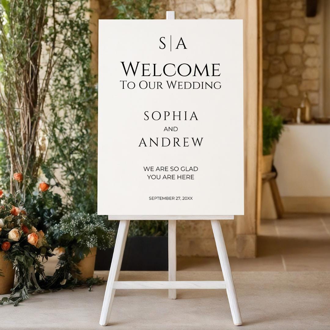 Minimalist Wedding Welcome Sign Poster | Editable Canva Template ...