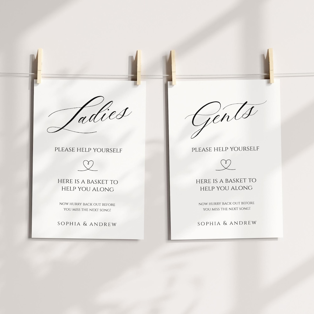 Elegant Wedding Bathroom Sign | Ladies Gents Calligraphy Restroom Signs ...