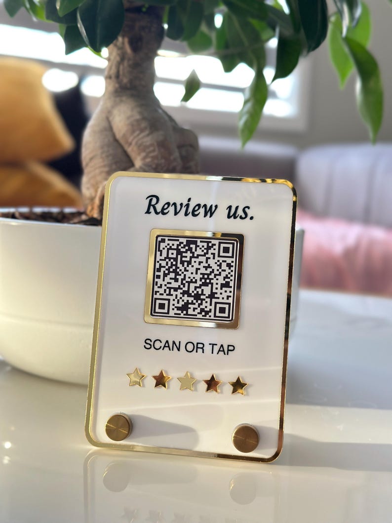 Mini QR NFC Business Sign – Google Review, Social Media, Wi-fi, Follow ...
