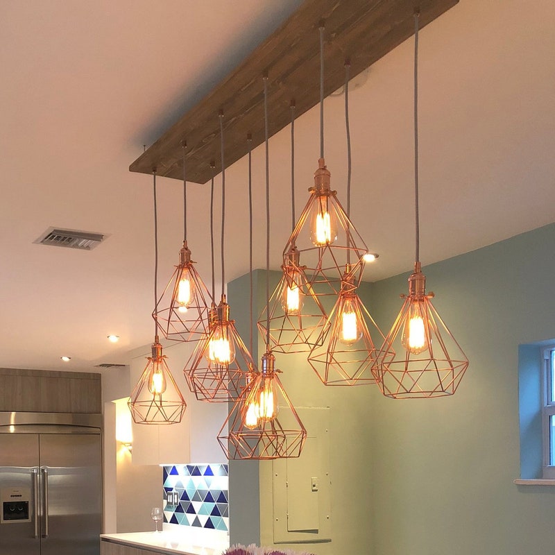 Wood Copper Gold Chandelier - Etsy