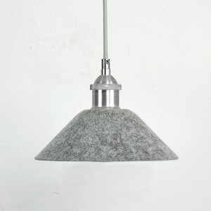 Felt Cone Shade Custom Pendant Light - Soft Grey Woven Shade - NEW ...