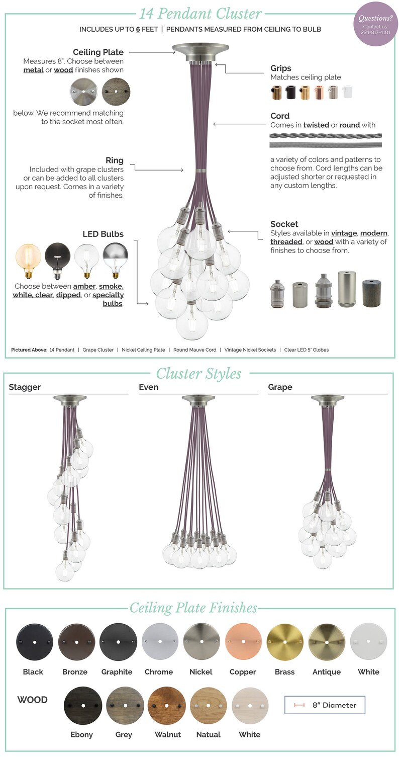 14 Pendant Custom Unique Cluster Pendant Chandelier Lighting | Etsy