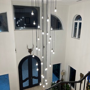 Modern Foyer Chandelier With Cascading LED Lights - Customizable Sizes ...