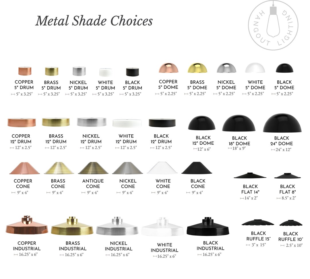 Metal Shade Only Add on - Industrial Modern Metal Shades - Copper ...