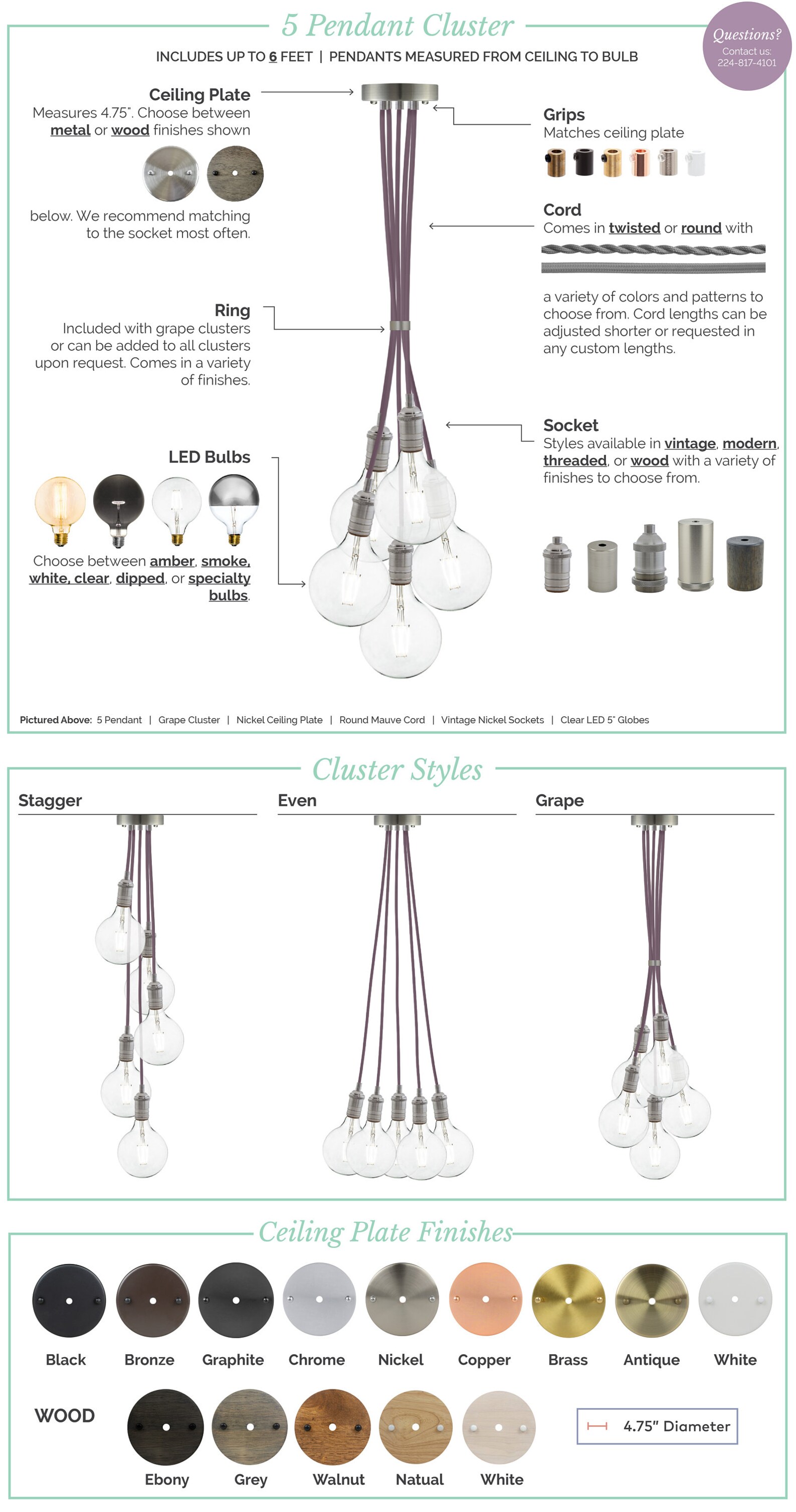 Clustered Pendant Lights - 5 Pendant Light Fixture Any Style Modern ...