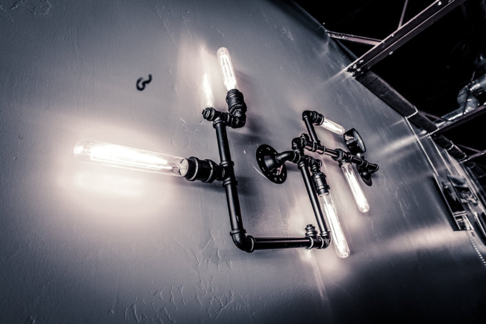 Pipe 5 Light Bulb Vintage Edison Industrial Lighting Wall - Etsy