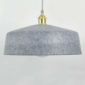 Felt Drum Shade Pendant Light - Custom Hardware - Soft Grey Woven Shade ...