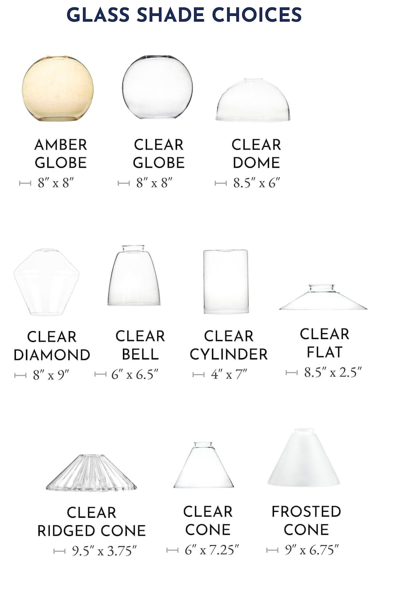 Glass Shade Only Add on Clear or Frosted Glass Lamp Shades | Etsy