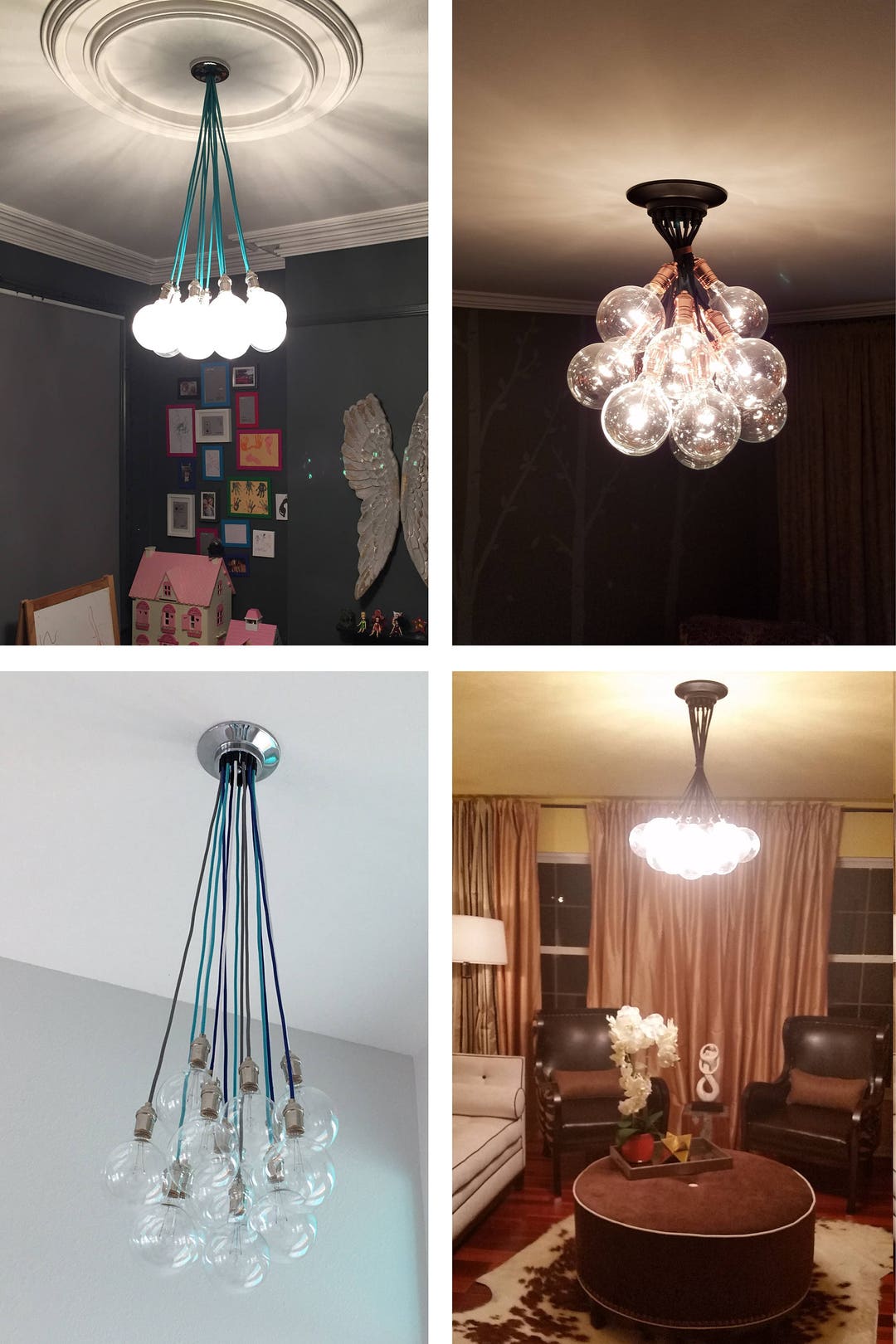 14 Glass Globe Bubble Chandelier Pendant Cluster Custom Any Colors ...