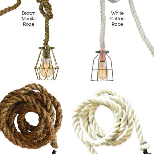 Rope Pendant Light White Cotton Modern Industrial Manila Rope - Etsy