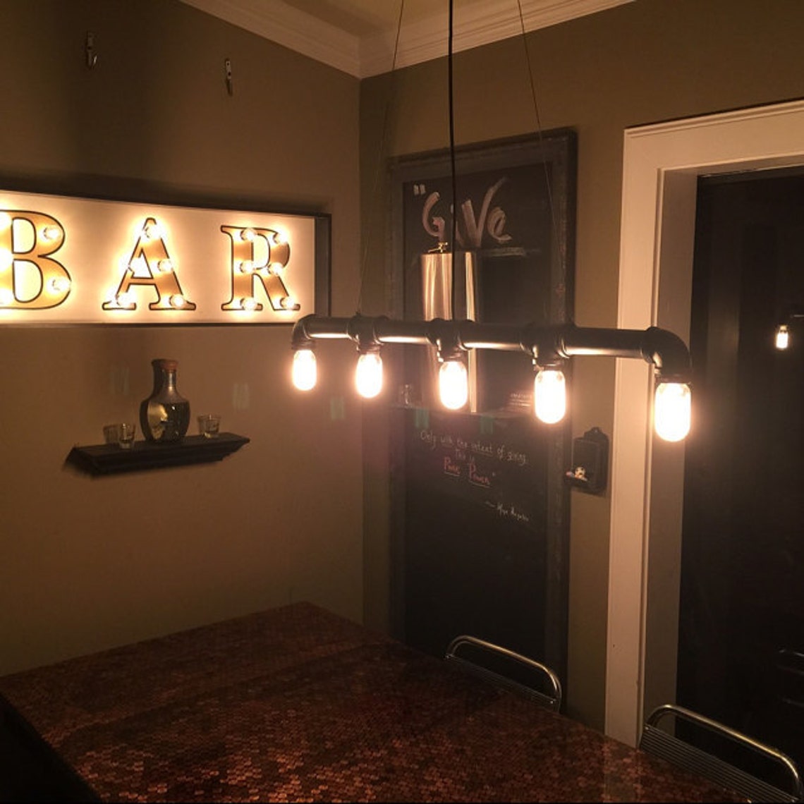 Pipe 5 Bulb Vintage Edison Industrial Lighting Ceiling Fixture Pendant ...