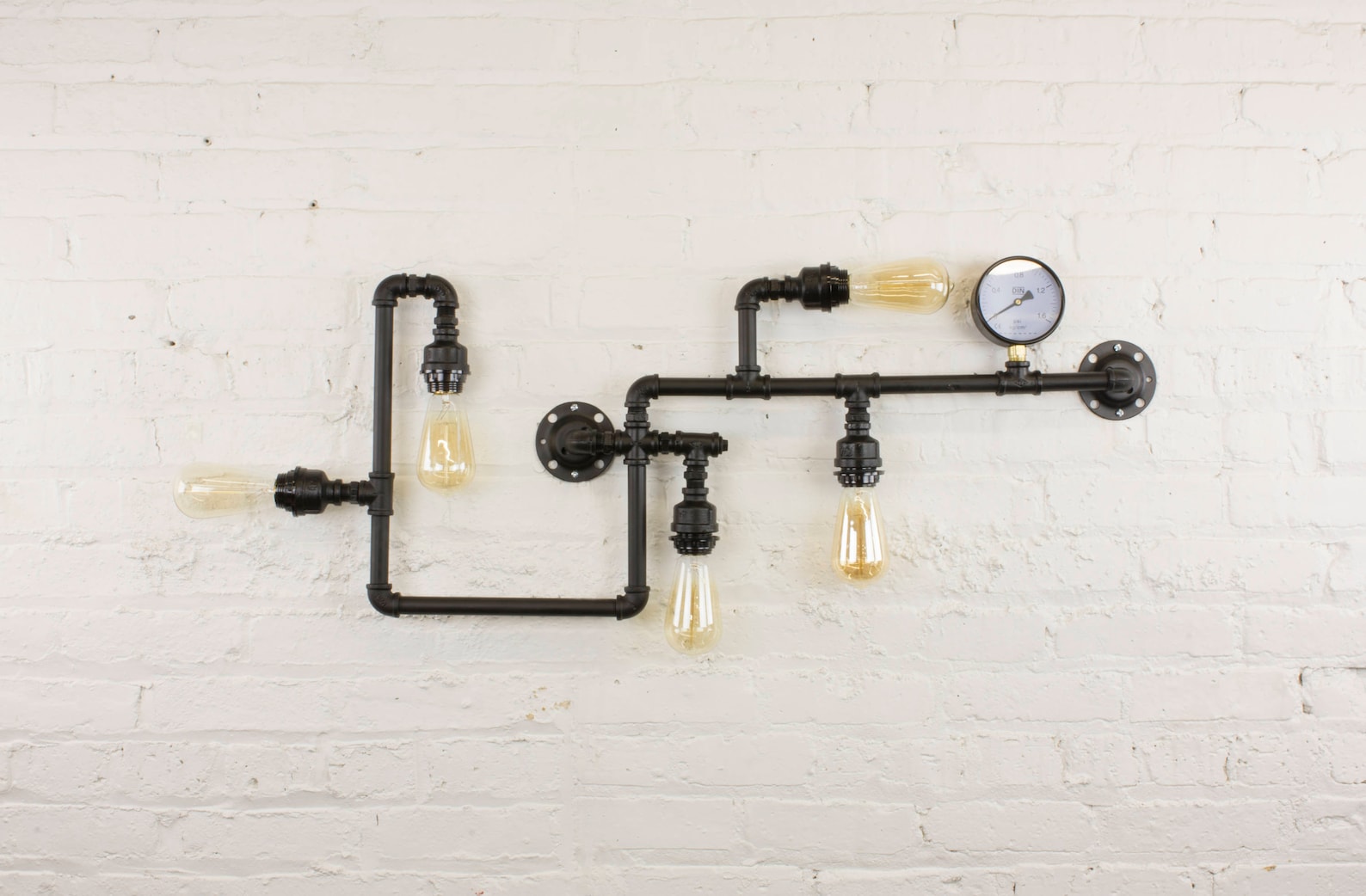 Pipe 5 Light Bulb Vintage Edison Industrial Lighting Wall - Etsy
