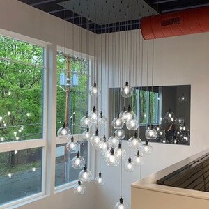 Modern Foyer Chandelier With Cascading LED Lights - Customizable Sizes ...