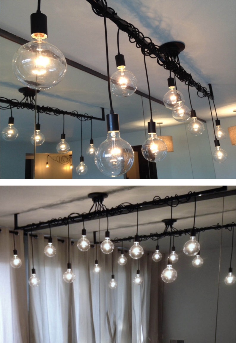 9 Pendant Light Pipe Wrap Chandelier Rustic Living Room Lighting - Etsy