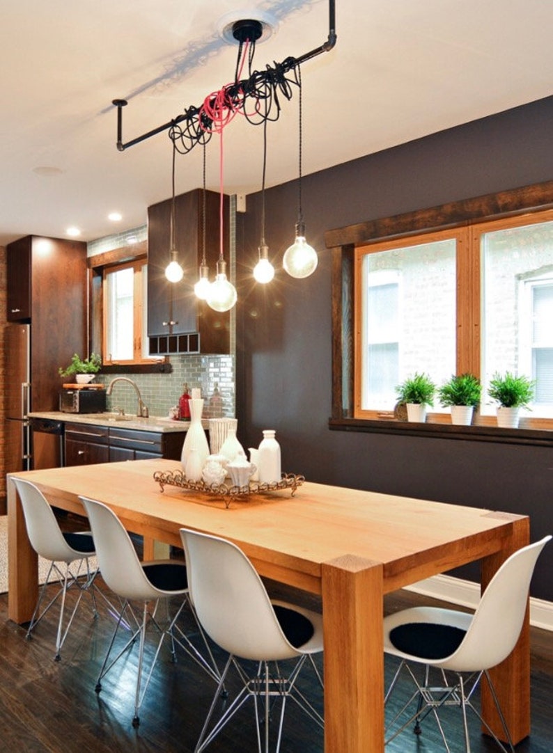 5 Pendant Light - Wrap a Pipe or Bar Chandelier - Industrial Pendant ...