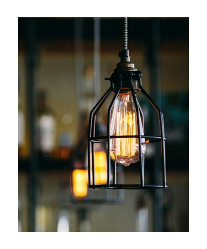 Industrial Pendant Light Hanging Edison Bulb With Cage Ceiling Lighting ...