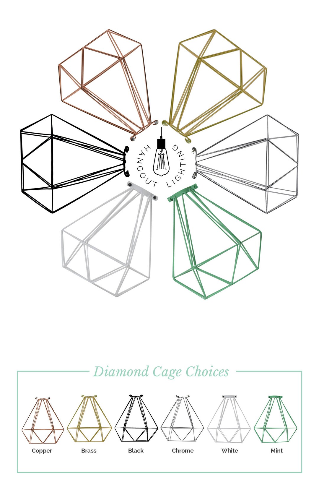 CAGE ONLY Hemelli Shade Diamond Lamp Shade Pendant Lamp Pendant Light ...